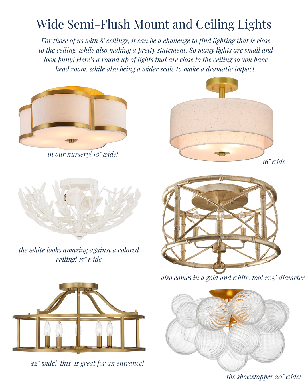 Wide Semi Flush Mount Lighting - Designed by Dixon
